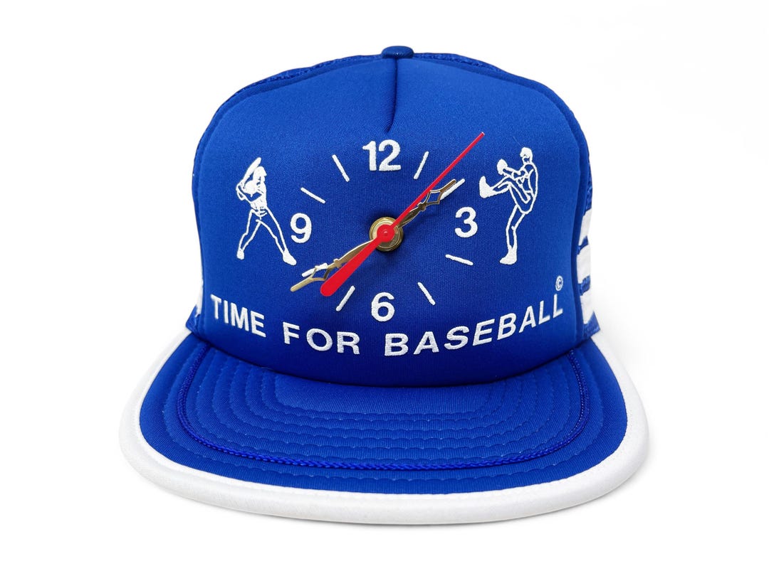 Vintage Time for Baseball Hat 80s 90s Snapback Cap MLB 3 Stripe Clock ...