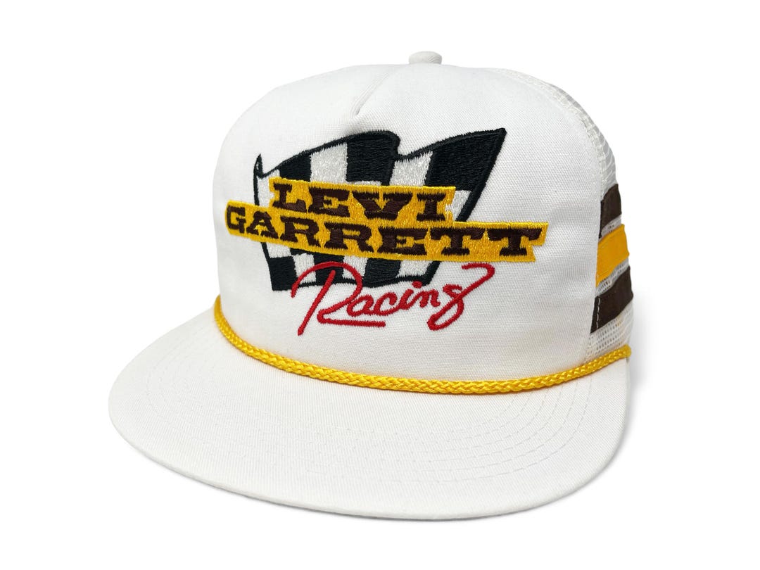 Vintage Levi Garrett Racing Hat 80s Snapback 3 Stripe Trucker Cap ...