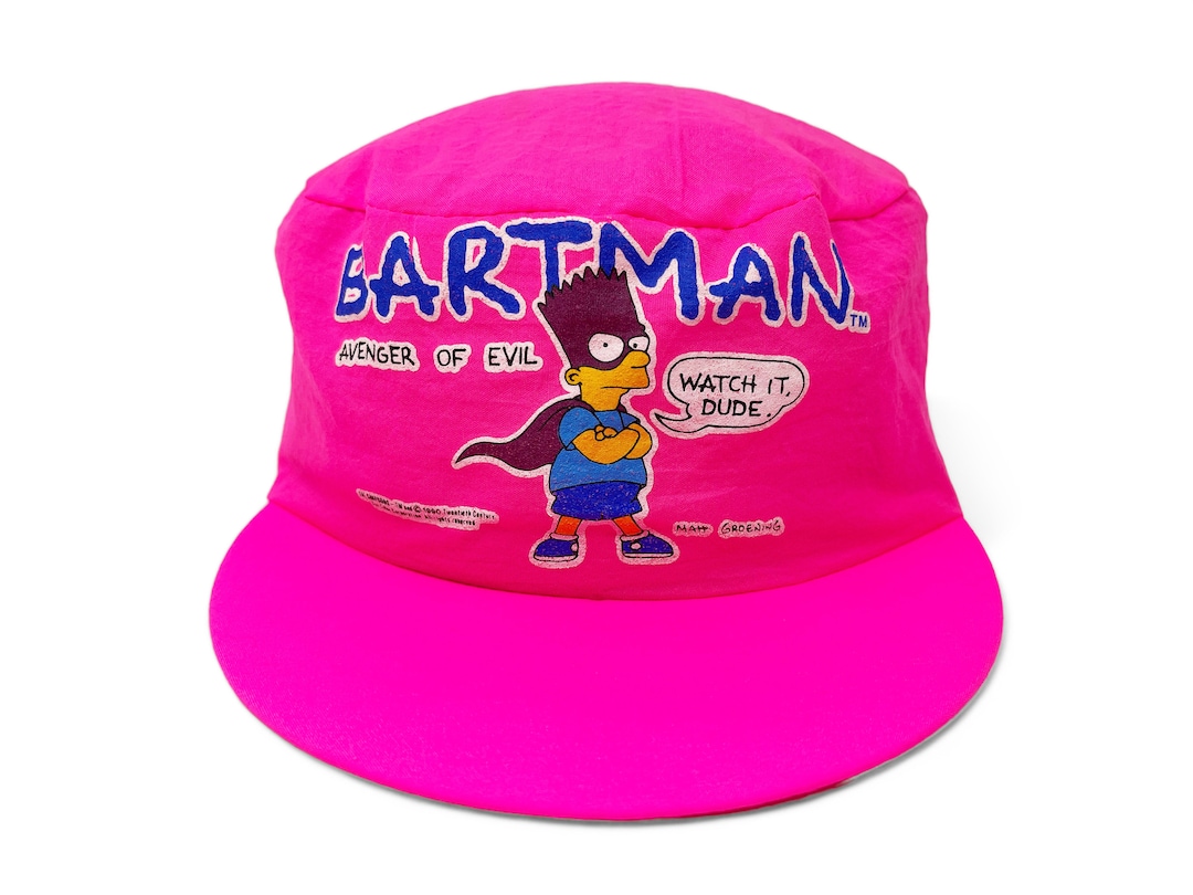 Vintage Bartman Hat 80s 90s Painters Cap Neon Hot Pink the Simpsons ...