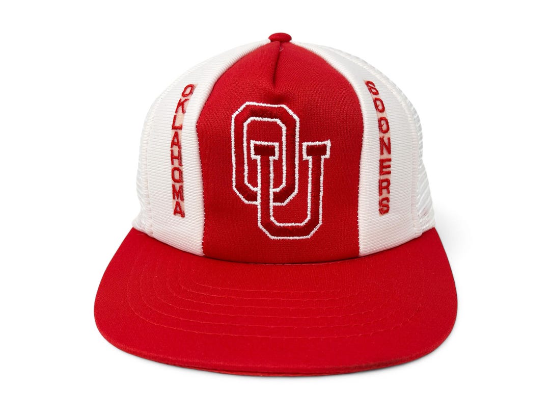 Vintage Oklahoma Sooners Hat 80s 90s Snapback Trucker Cap NCAA STAINED ...