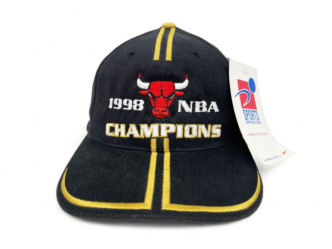 Vintage Chicago Bulls Hat 90s 1998 NBA Champions Strapback Cap Michael ...