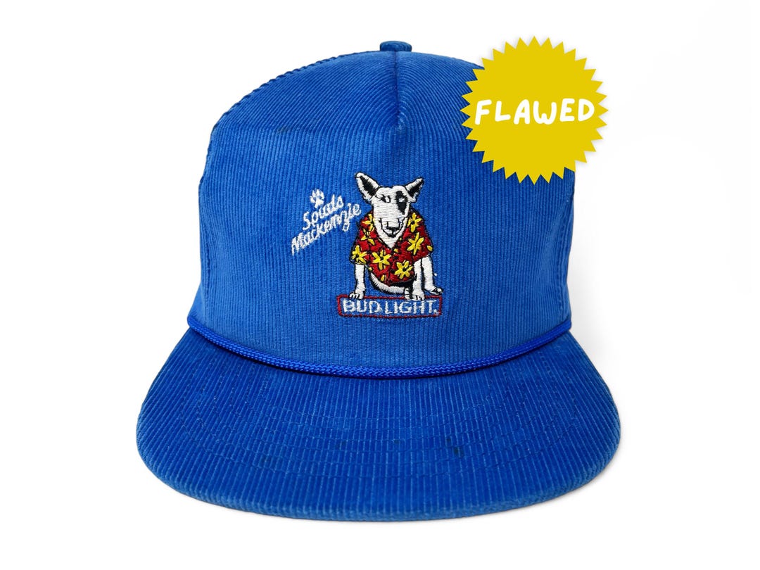 Vintage Spuds Mackenzie Hat 80s 90s Snapback Corduroy Cap Bud Light ...