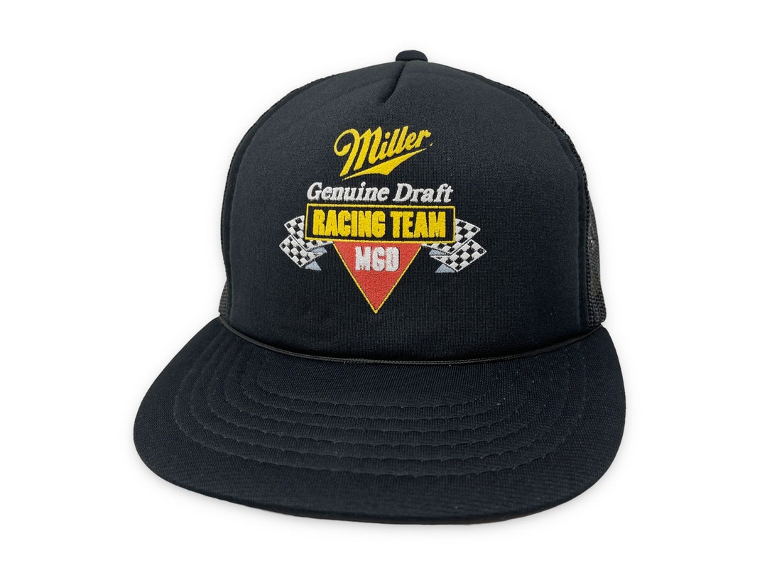 Vintage Miller Genuine Draft Racing Hat 80s NASCAR Beer Trucker ...