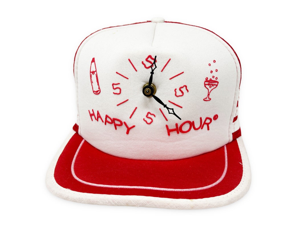 Vintage Happy Hour Hat 80s 5 O Clock Drinking Cap Frat - Etsy