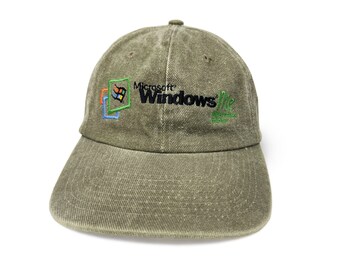 Vintage Windows 2000 Hat 90s Microsoft Computers Strapback Cap PC H24 ...