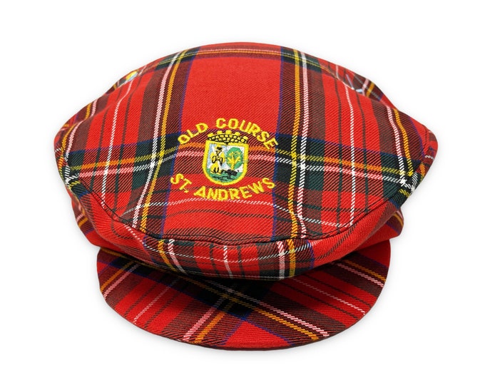 Vintage St Andrews Hat 90s Flat Cap Golf Golfing Tartan Plaid Old ...