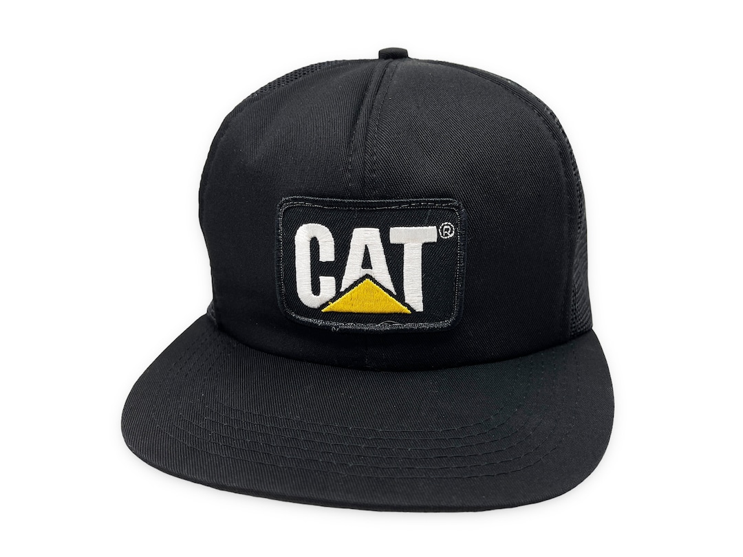 Vintage CAT Trucker Hat 90s Snapback Cap Caterpillar Construction H10 ...