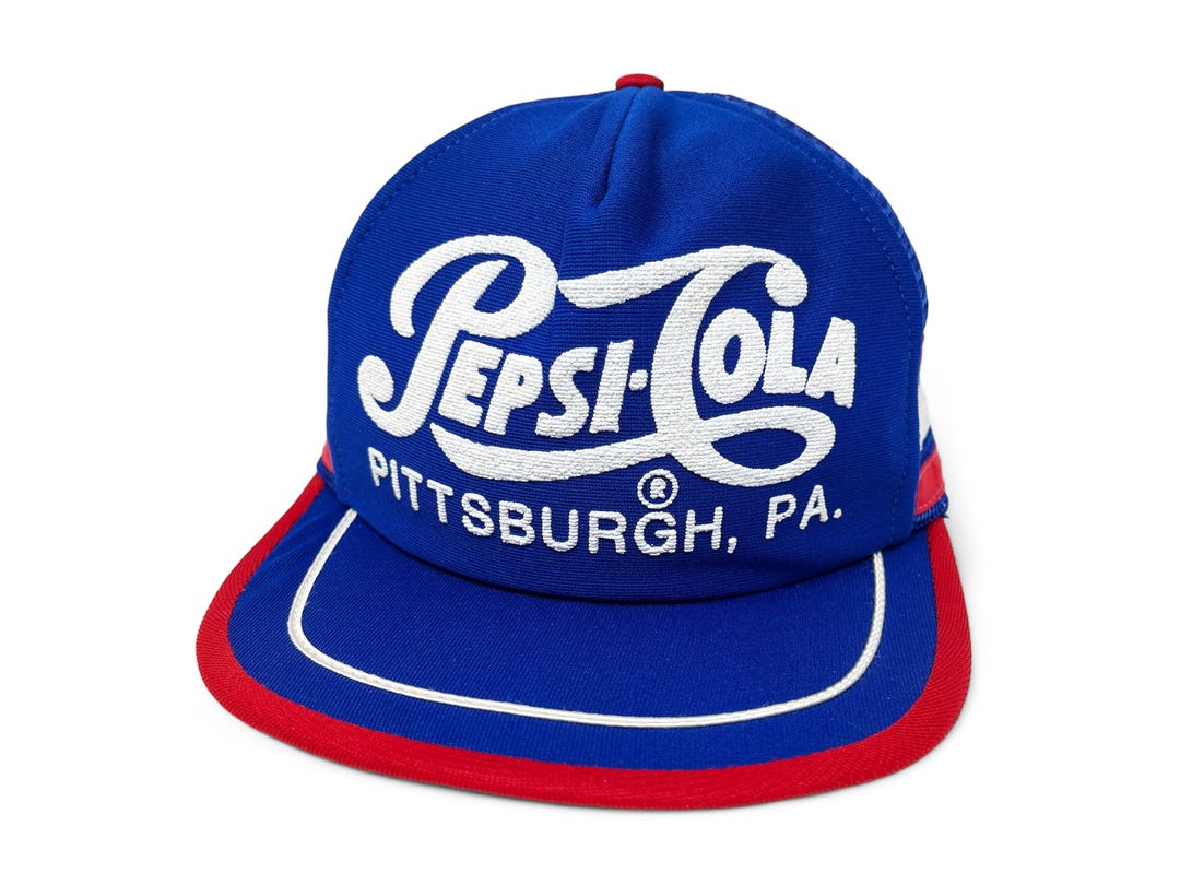 Vintage Pepsi Cola Hat 80s Snapback Trucker Cap 3 Stripe Pittsburgh PA ...