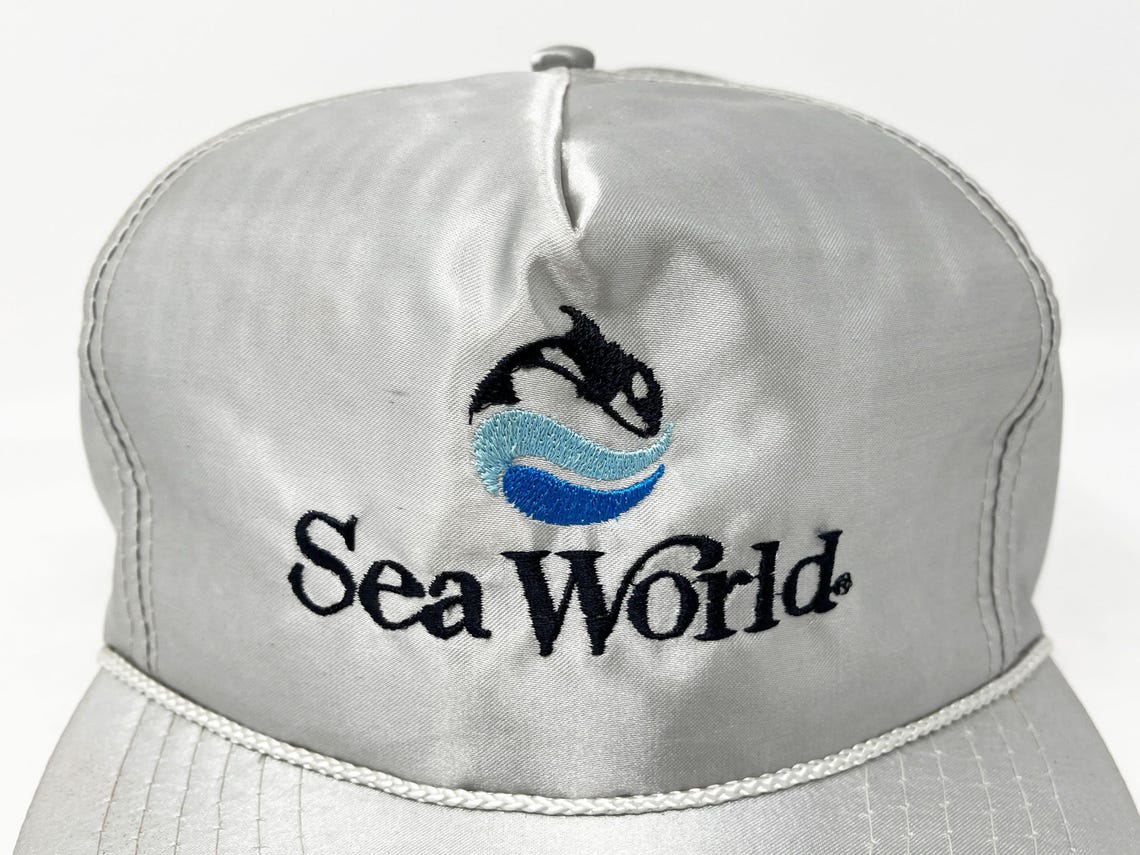Vintage Sea World Hat 80s 90s Zipperback Cap Shamu Silver Nylon H21 - Etsy