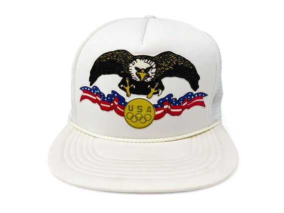 Vintage Team USA Hat 80s Snapback Trucker Cap Olympic… - Gem