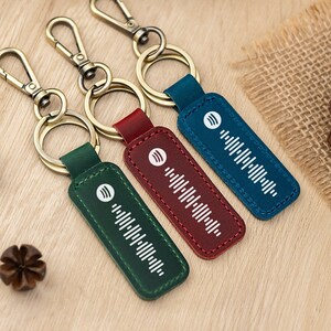 Scannable Spotify Code Keyring, Personalised Leather Music Code ...
