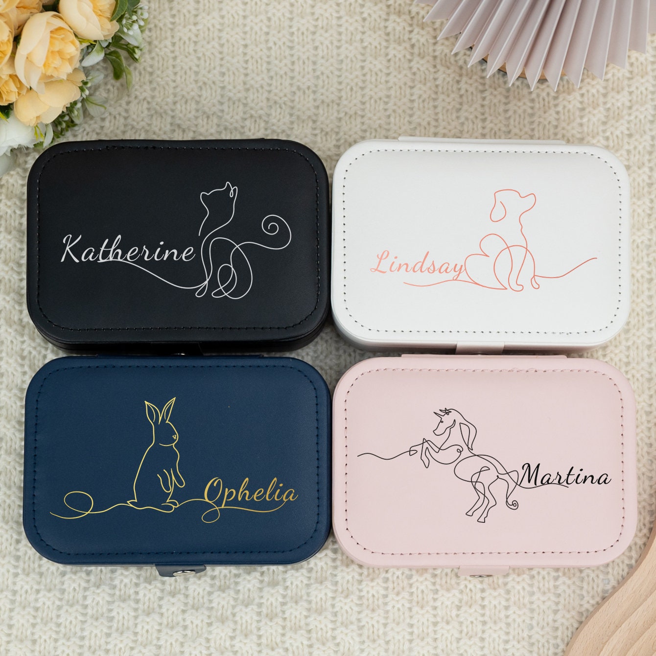 Leather Jewelry Box With Pet,personalized Animal Travel Jewelry Box ...