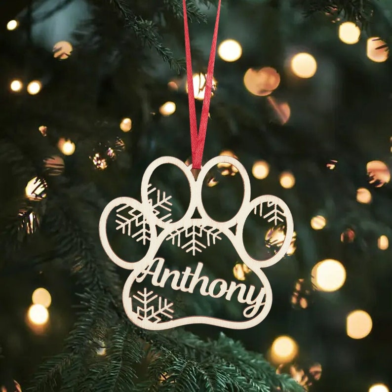 Custom Dog Paw Bauble,wooden Christmas Tree Decoration,pet Bauble,paw ...