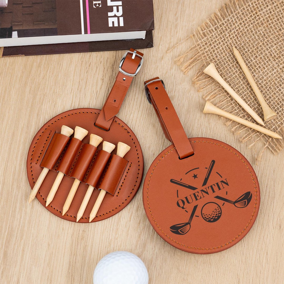 Custom Leather Golf Bag Tag, Golf Bag Tag Tee Holder, Golf Gift for Men ...