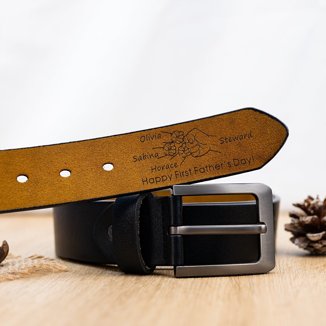 First Father's Day, Personalized Genuine Leather Belt, Dad and Baby ...