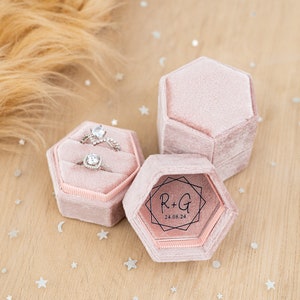 Personalized Velvet Ring Box, Wedding Ring Box, Engagement Ring Box ...