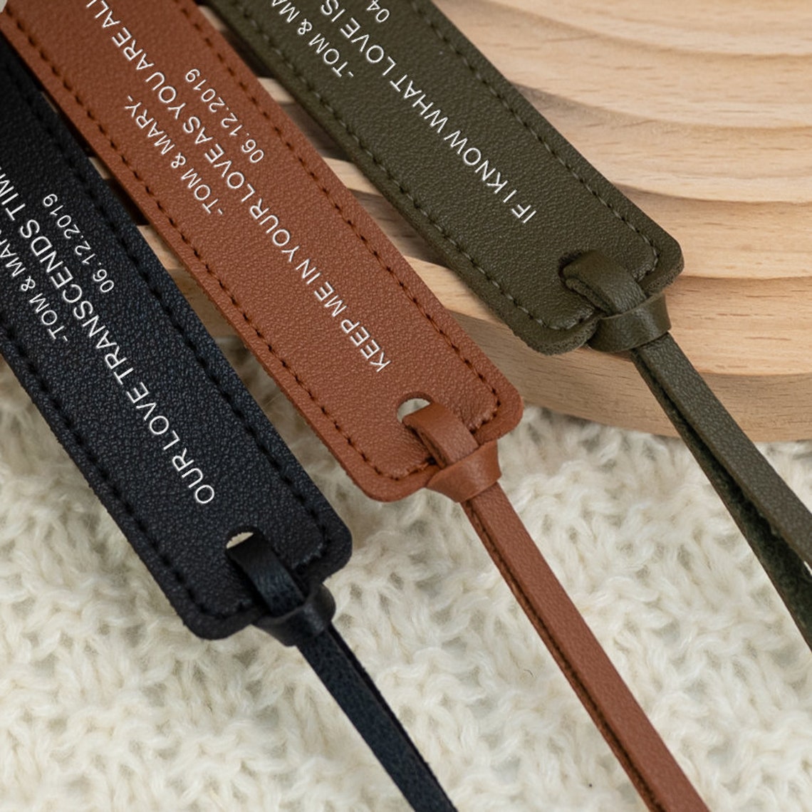 Leather Bookmark With Custom Text, Personalized Bookmark With Text ...