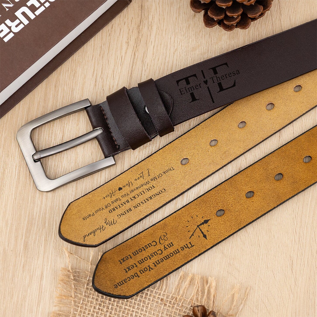 Personalized Belt for Men, Engraved Leather Belt, Anniversary Gift for ...