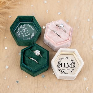 Personalized Velvet Ring Box, Wedding Ring Box, Engagement Ring Box ...