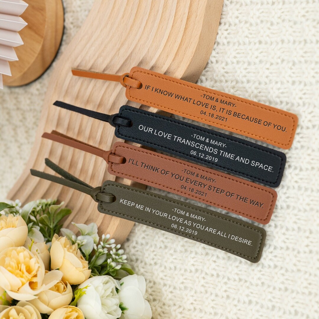 Leather Bookmark With Custom Text, Personalized Bookmark With Text ...