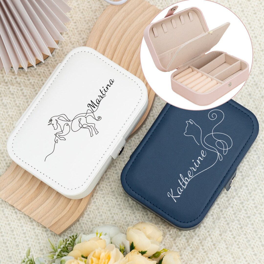 Leather Jewelry Box With Pet,personalized Animal Travel Jewelry Box ...