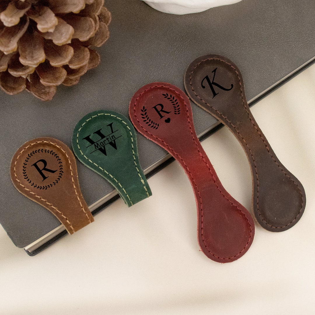 Personalized Leather Magnetic Bookmarks, Engraved Initials/name ...