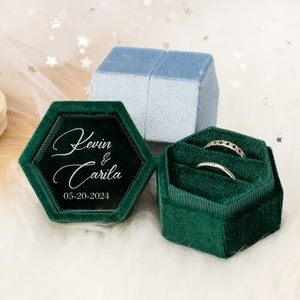 Personalized Velvet Ring Box, Wedding Ring Box, Engagement Ring Box ...