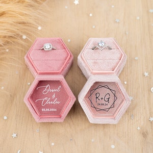 Personalized Velvet Ring Box, Wedding Ring Box, Engagement Ring Box ...