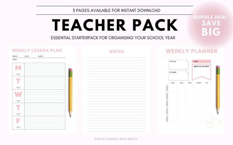 Teacher Planner, Printable A4 Academic Lesson Planner Weekly & Daily ...