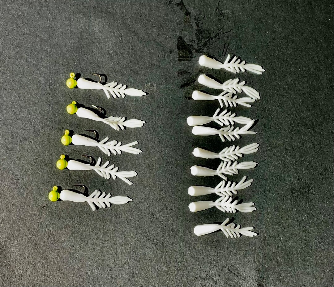 1” Ice Bones With 1/80 Oz Jig- 5 Pack With 10 Extra Plastics. - Etsy