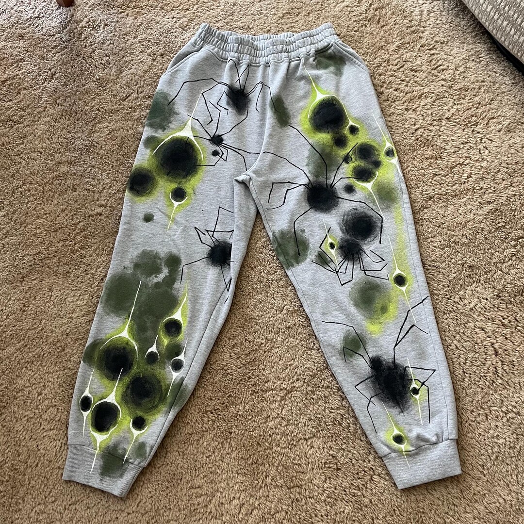 Spider-pants: Green and Black Spots With Spider Legs Hand-painted on ...