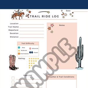 Printable Equestrian Trail Ride Log Pack, Horse Trail Ride Planner ...