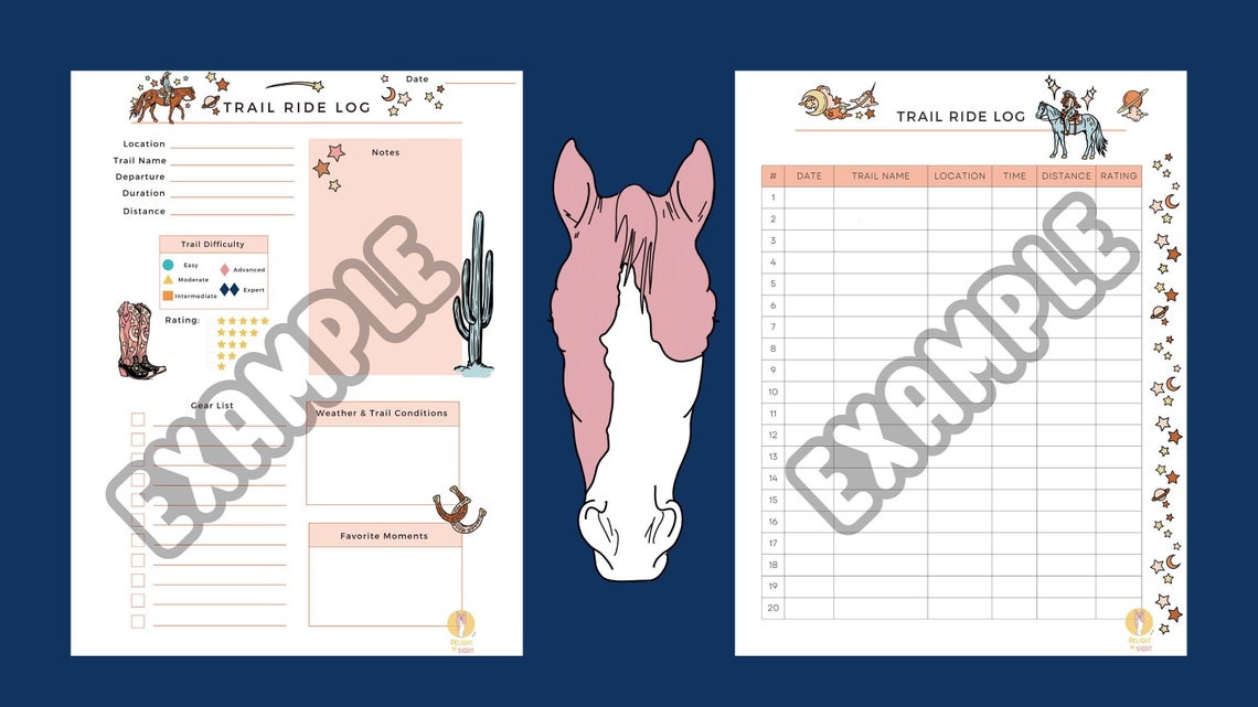Printable Equestrian Trail Ride Log Pack, Horse Trail Ride Planner ...