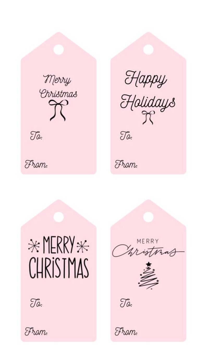 Pink Christmas Gift Tags Simple Girly - Etsy