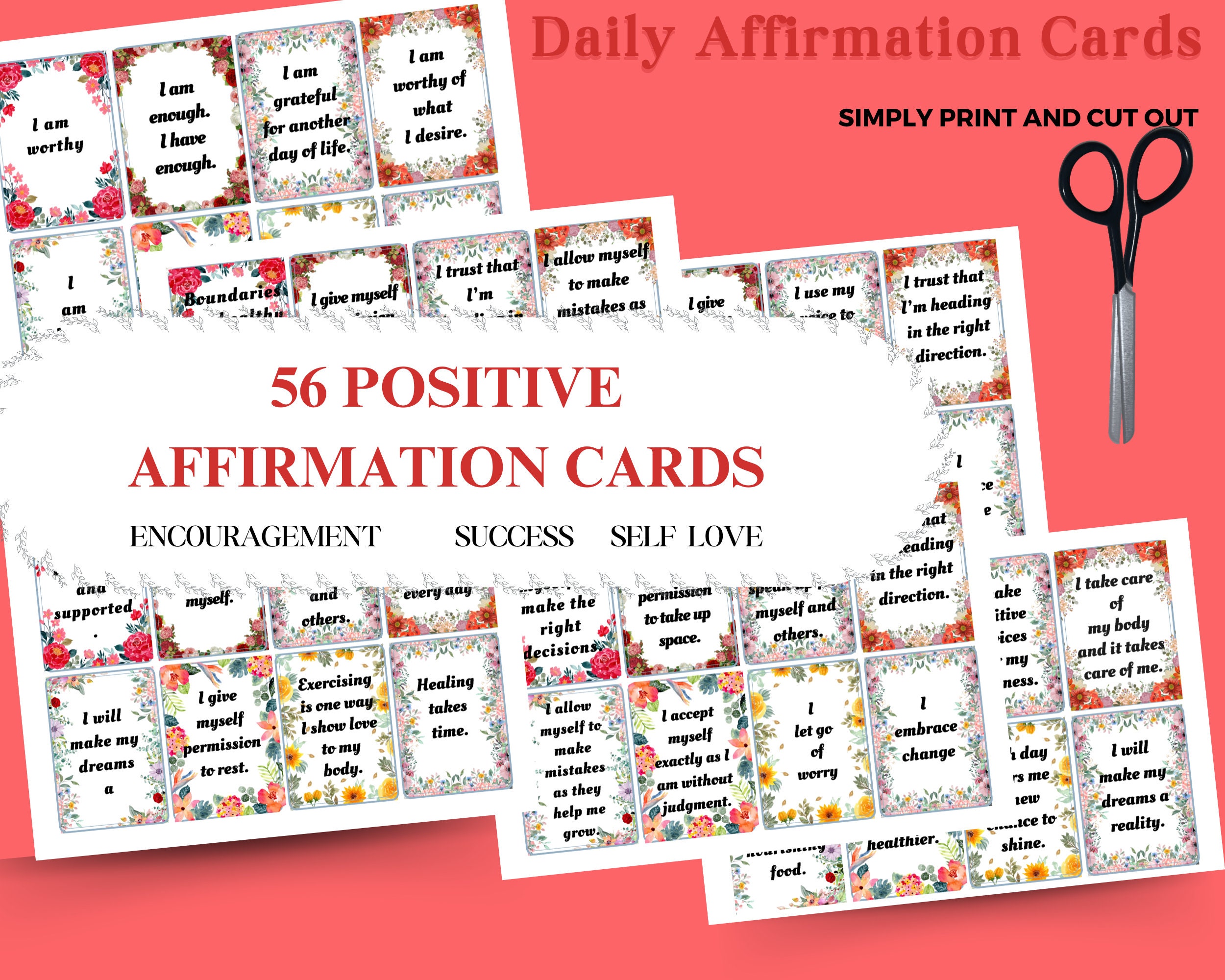 63 Daily Affirmation Cards Printable, Affirmation Cards Digital, Vision ...