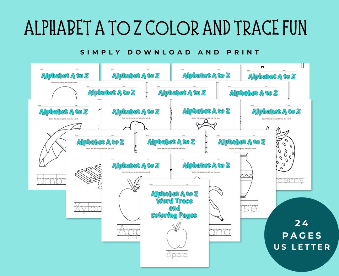 A-Z Letter Tracing & Coloring Fun Kids' Activity Book PDF - Etsy
