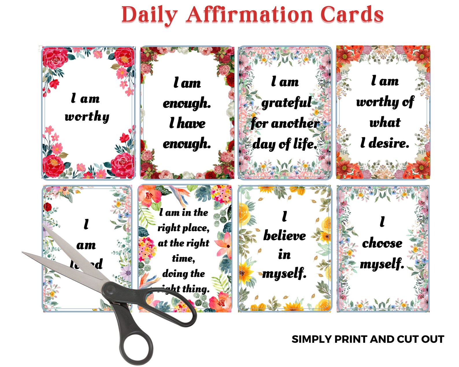 63 Daily Affirmation Cards Printable, Affirmation Cards Digital, Vision ...