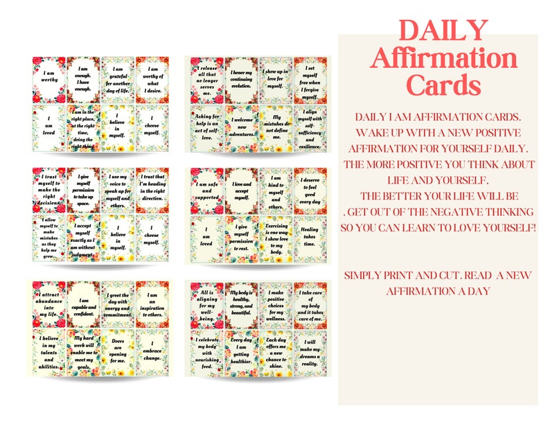 63 Daily Affirmation Cards Printable, Affirmation Cards Digital, Vision ...