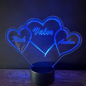 Customizable Triple Heart Led Light - Etsy