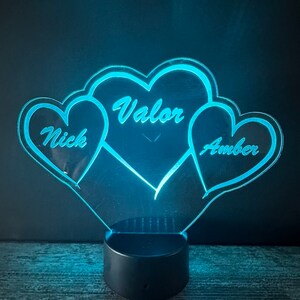 Customizable Triple Heart Led Light - Etsy
