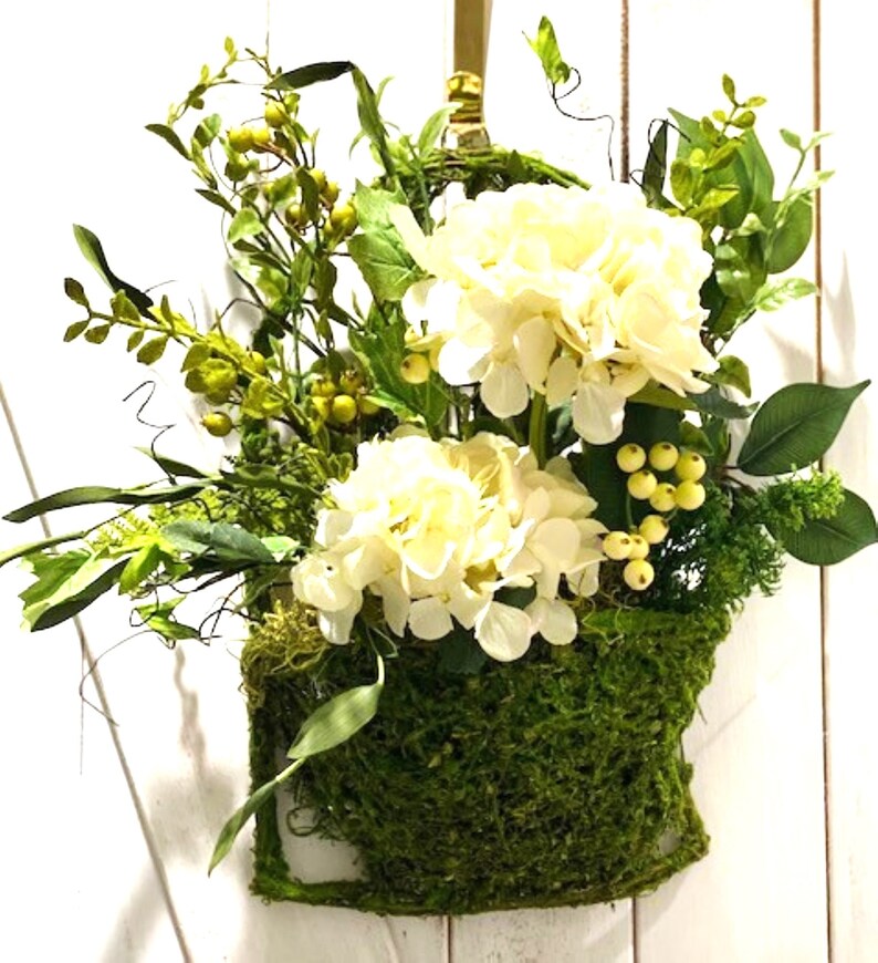 Moss Basket, Wall Basket, Wall Design. Hydrangea Basket, Gift for Mom ...