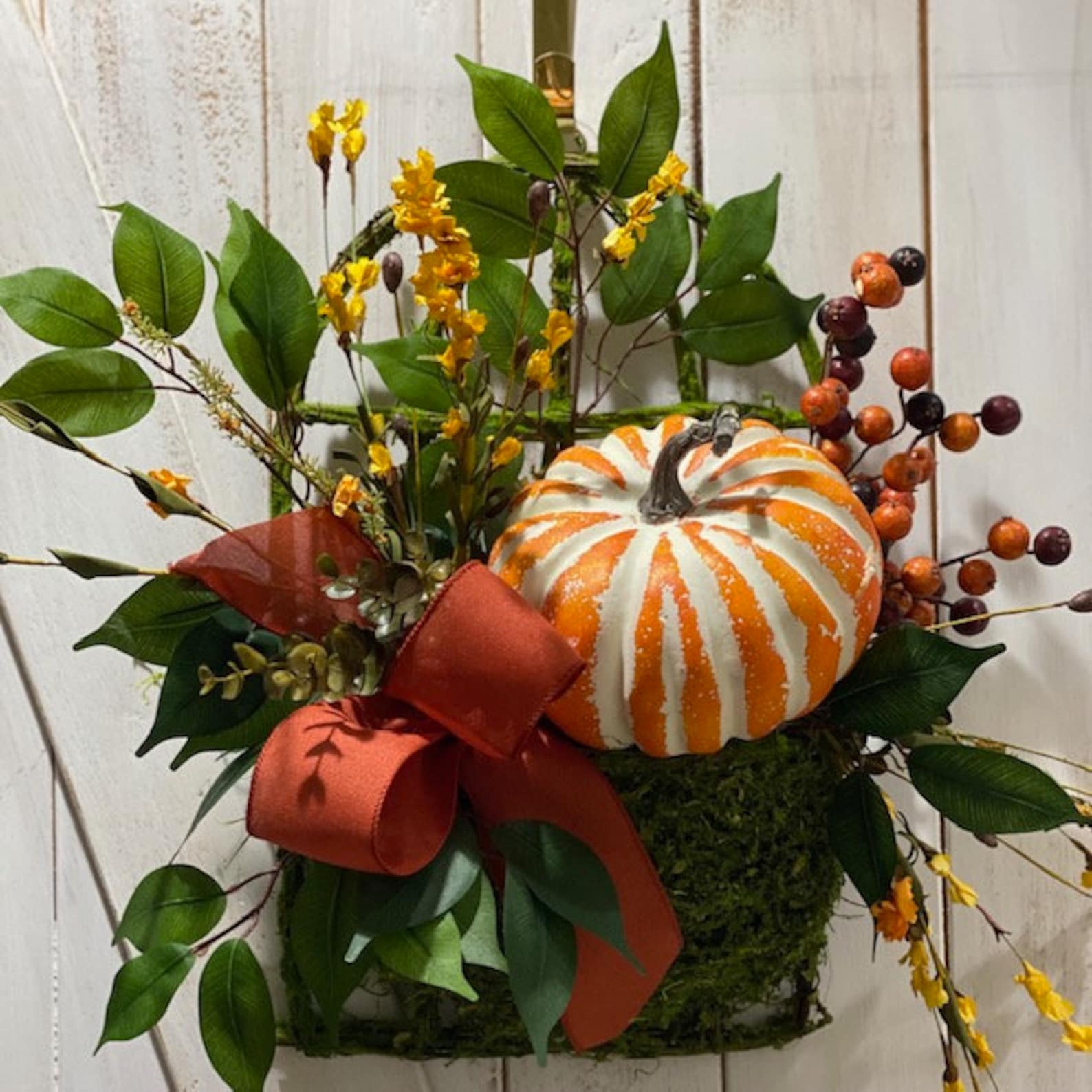 Moss Basket, Wall Basket, Fall Basket, Pumpkin Basket, Pumpkin With ...