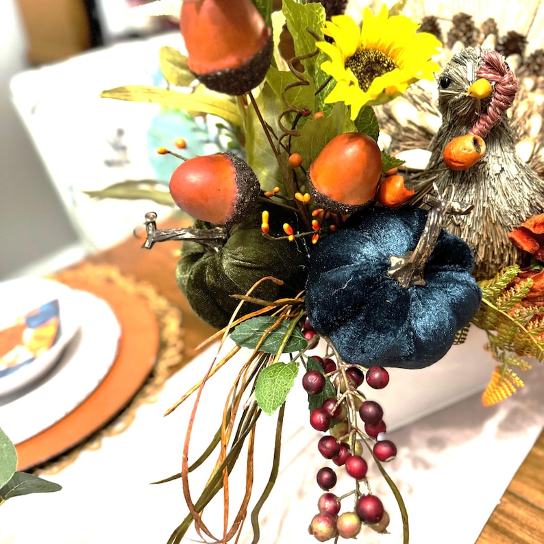 Turkey Thanksgiving Centerpiece, Fall Table Decor With Pumpkins - Etsy