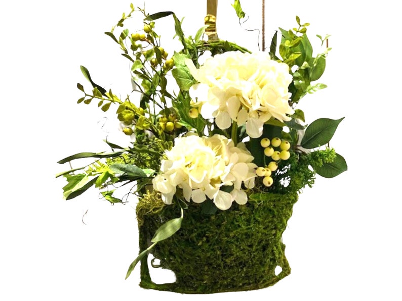 Moss Basket, Wall Basket, Wall Design. Hydrangea Basket, Gift for Mom ...