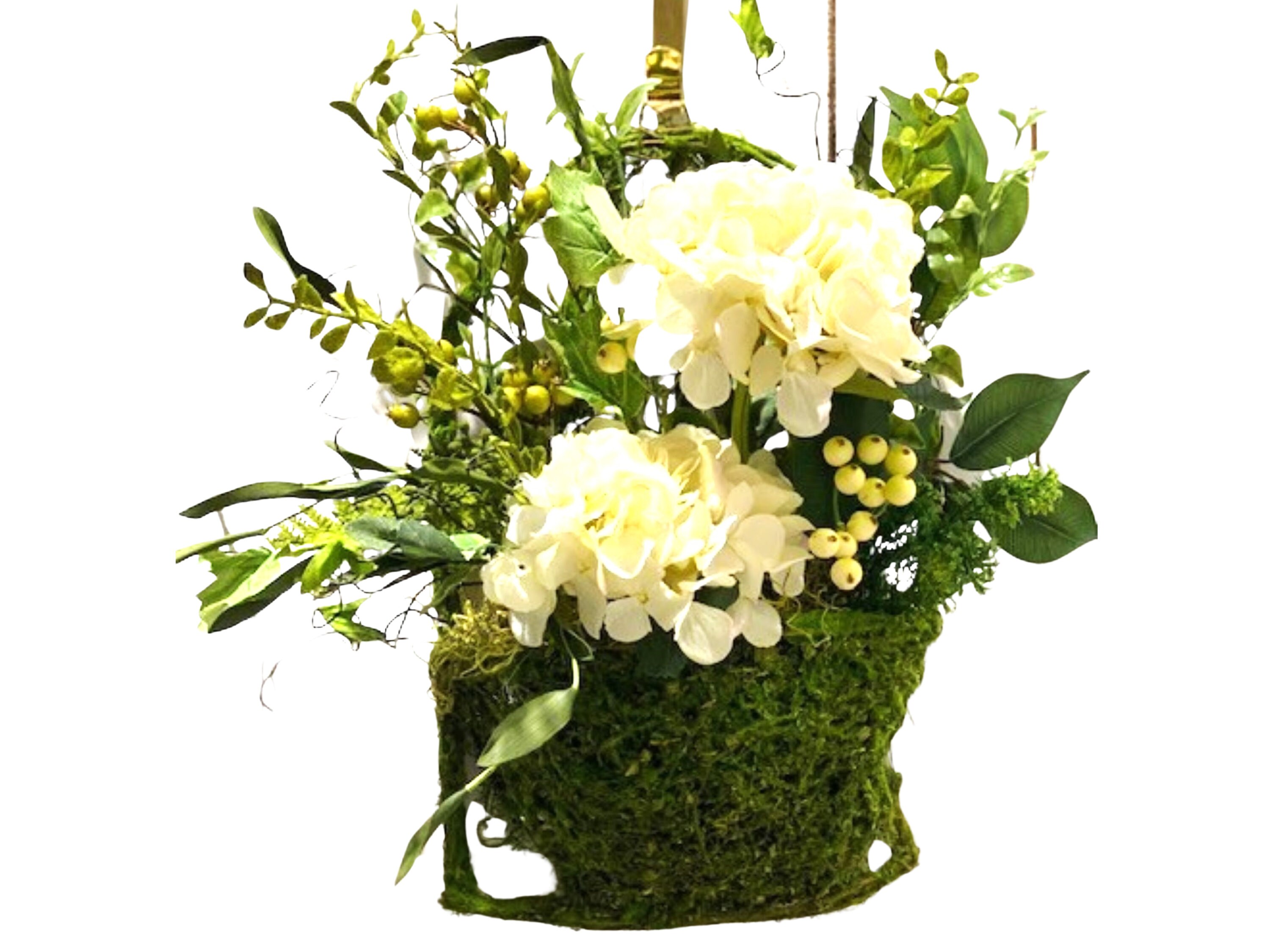 Moss Basket, Wall Basket, Wall Design. Hydrangea Basket, Gift for Mom ...