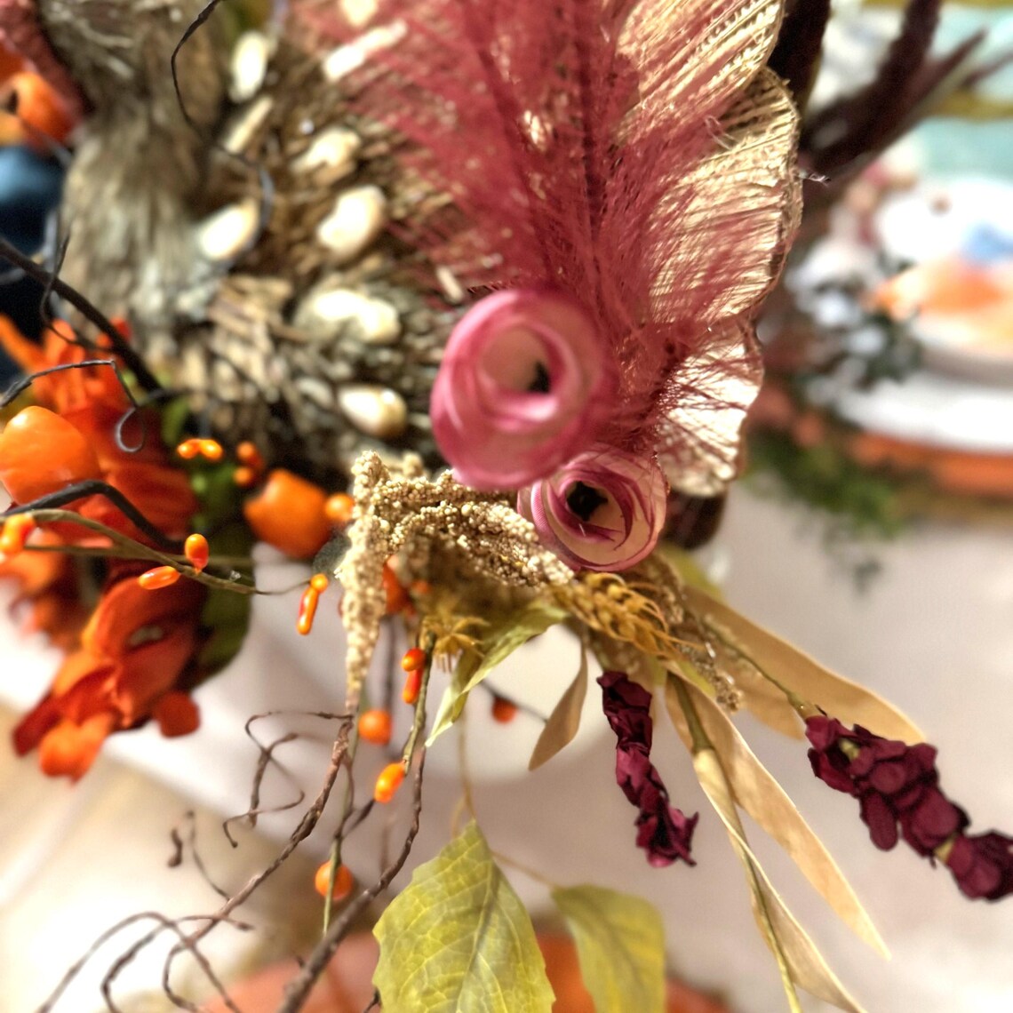 Turkey Thanksgiving Centerpiece, Fall Table Decor With Pumpkins - Etsy