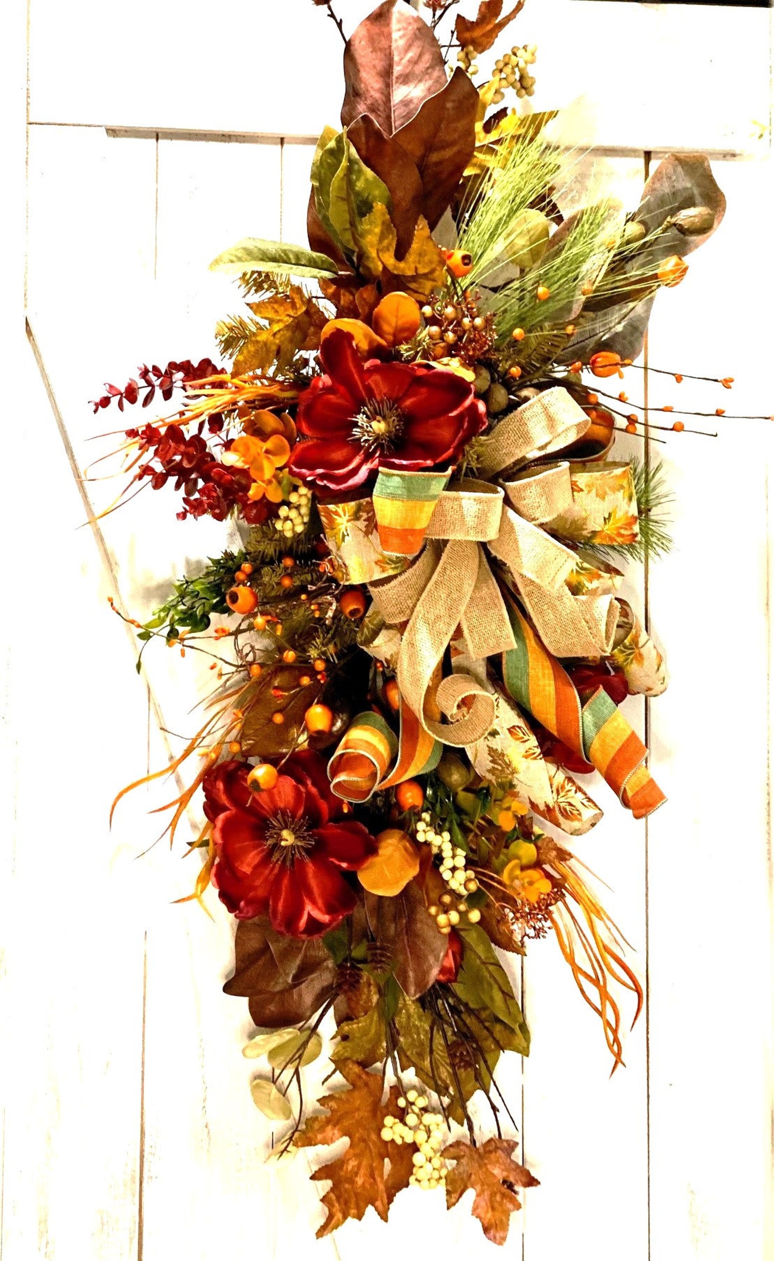 Autumn Swag, Fall Swag, Handmade Décor, Gift Ideas, Harvest Swag ...