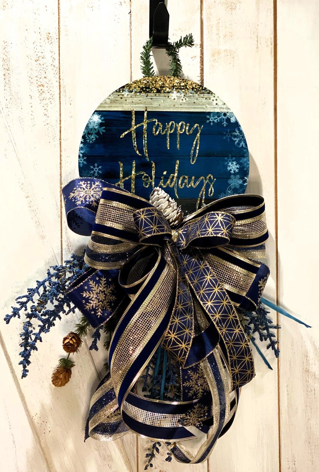 Tree Topper, Happy Holidays, Blue Tree Topper, Hanukkah, Door Hanger - Etsy