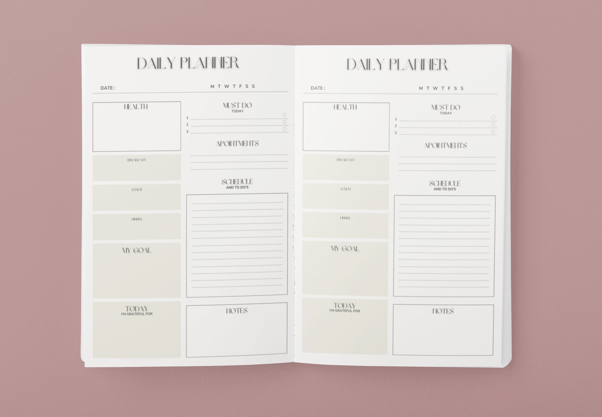 Daily Planner Printable Gratitude Planner Instant Download Meal Planner ...