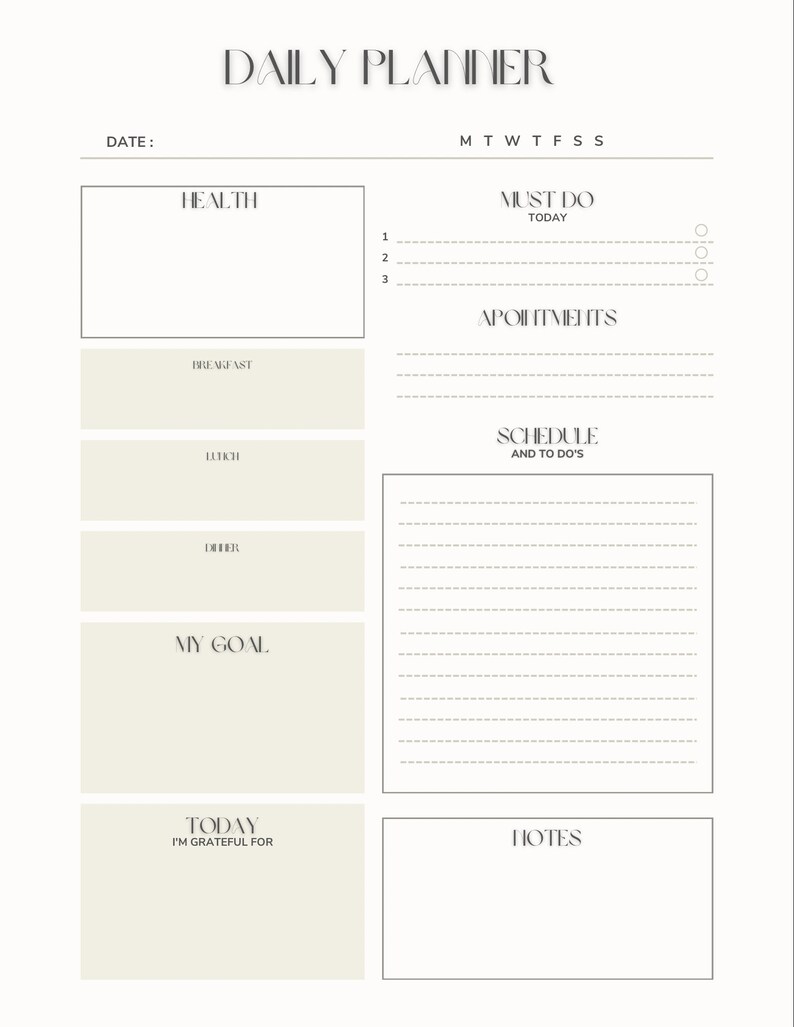 Daily Planner Printable Gratitude Planner Instant Download Meal Planner ...